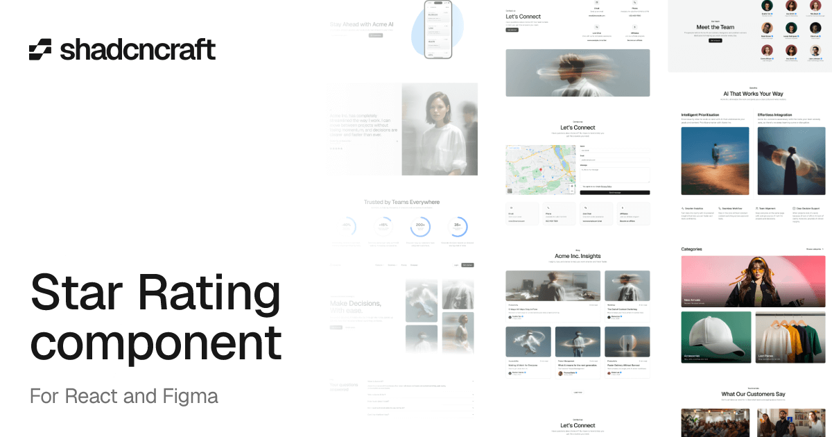 Star Rating component for shadcn/ui – React + Figma – shadcncraft